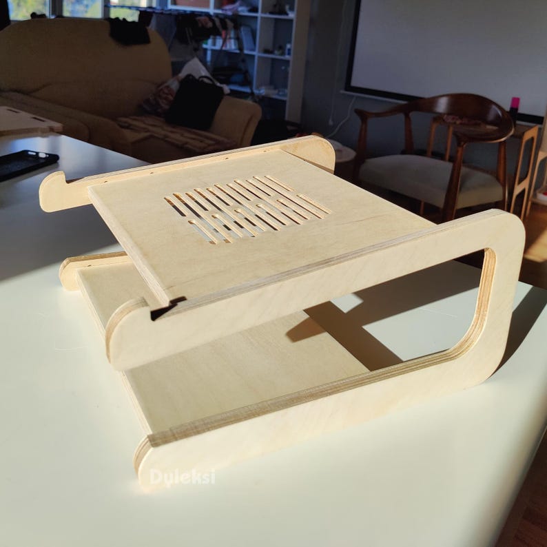 Minimalist Wooden Laptop Stand With Wireless Charging, Ergonomic ...