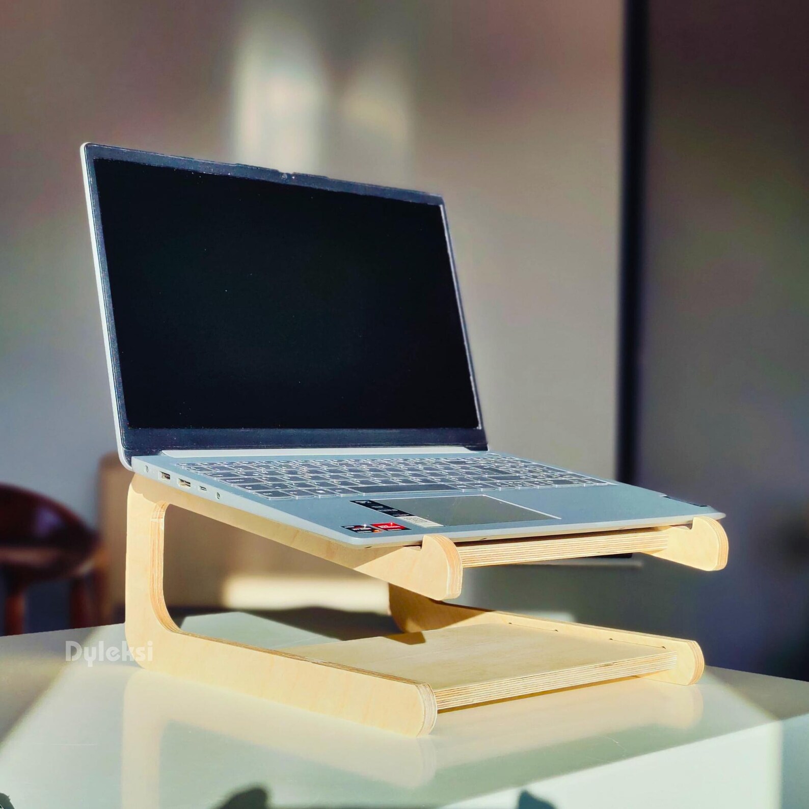Minimalist Wooden Laptop Stand With Wireless Charging, Ergonomic ...