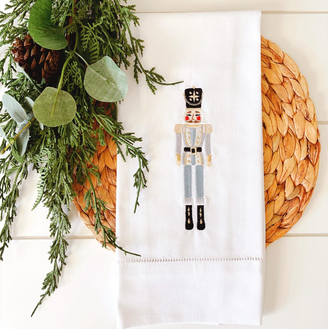 Lt. Blue Nutcracker Oversized Hemstitched Hand Towel/kitchen Towel ...