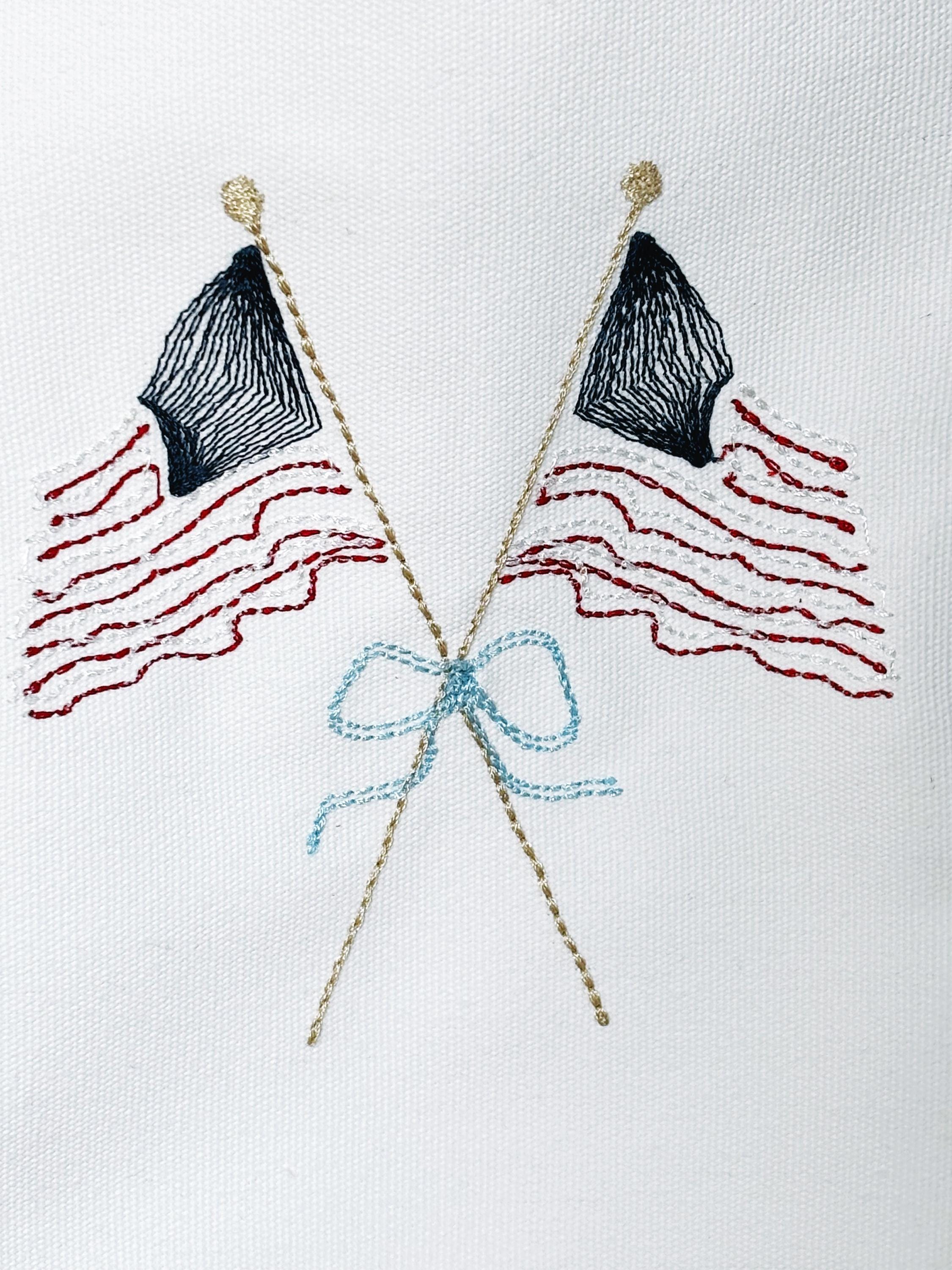 Monogrammed Patriotic Flags Wreath Sash: Embroidered Sunbrella Fabric ...