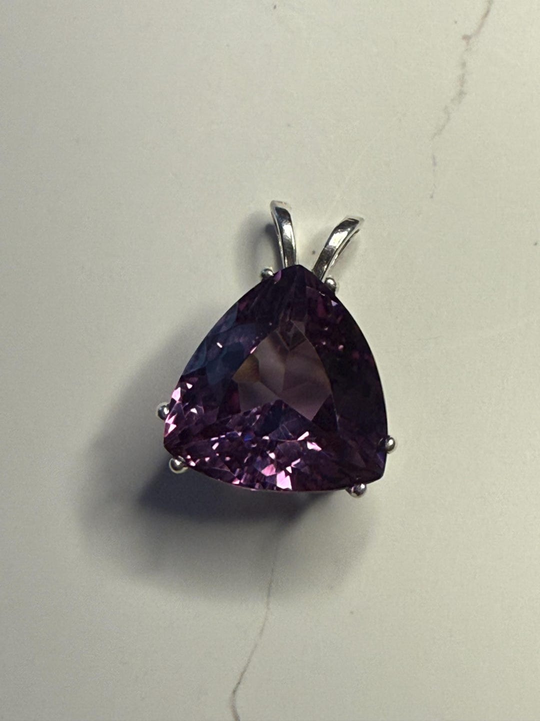 Natural 10.45CT Musgravite Trillion Cut Pendant. 925 Sterling Silver ...