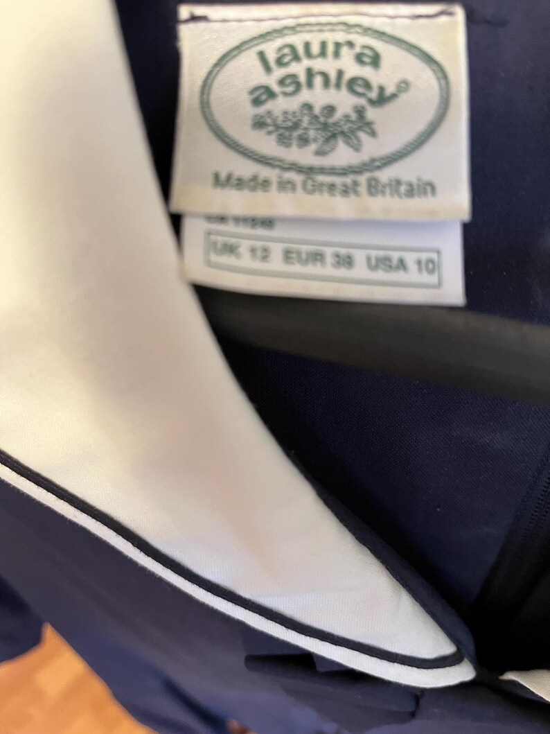 Vintage 80's Laura Ashley Drop Waist Sailor Middy Dress With Impeccable ...