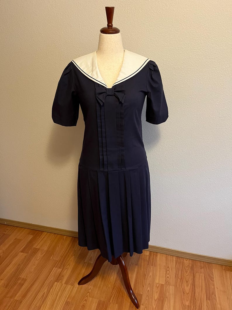 Vintage 80's Laura Ashley Drop Waist Sailor Middy Dress With Impeccable ...