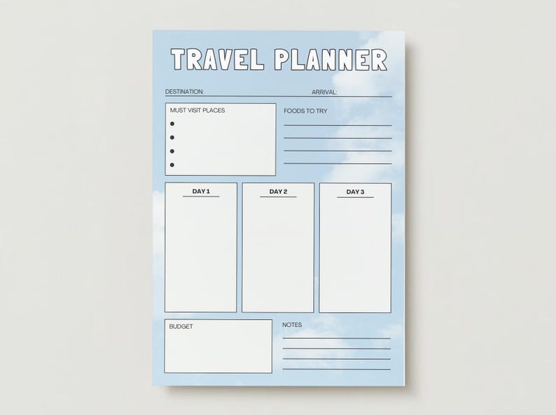 Travel Itinerary Canva Template, Printable Travel Planner, Vacation ...