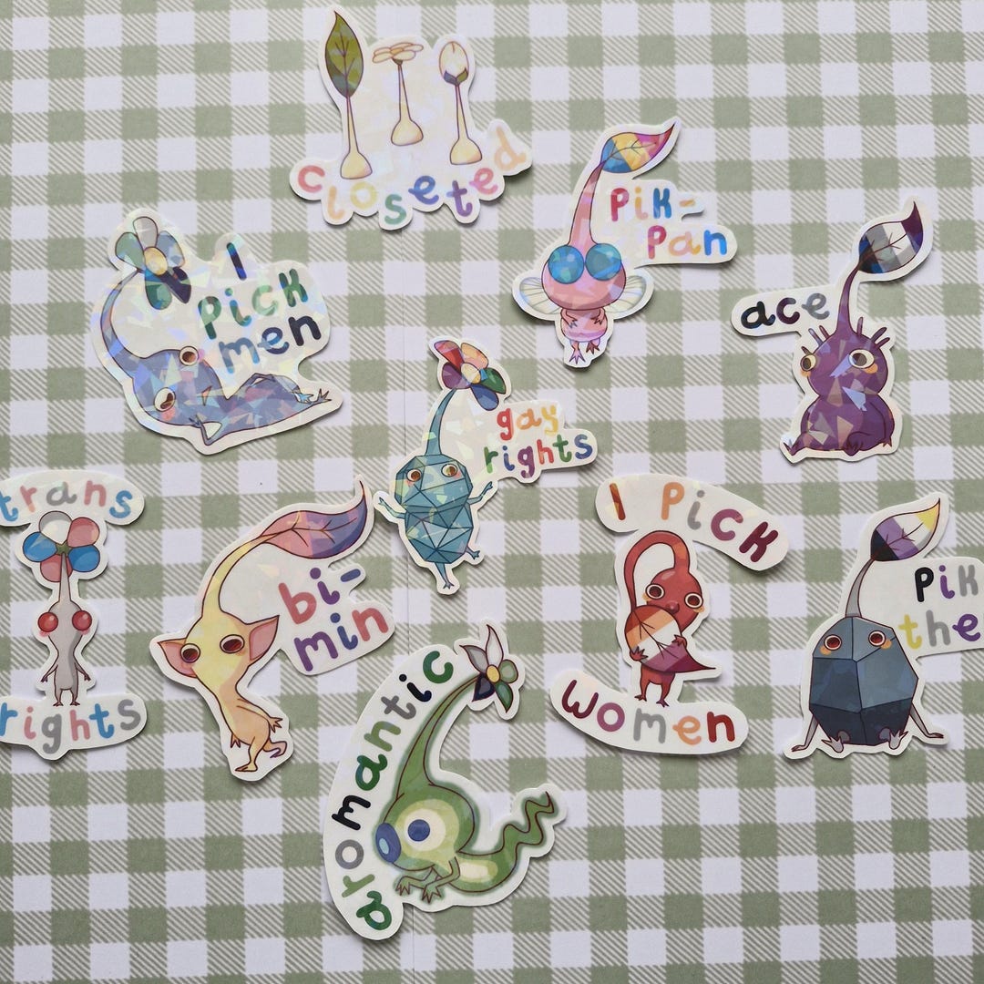 Pikmin Pride Glitter Stickers | 10 Options - Etsy