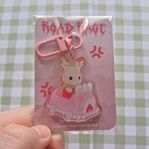 ROAD RAGE | Strawberry Bunny Families Acrylic Keychain - Etsy