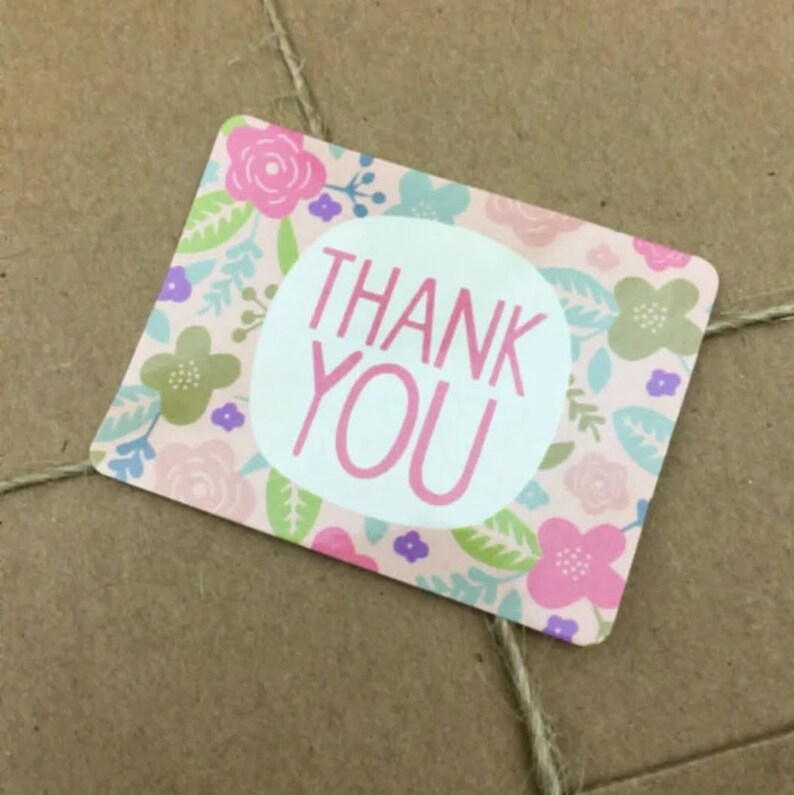 Thank You Rectangle Floral Stickers Total of 18 - Etsy
