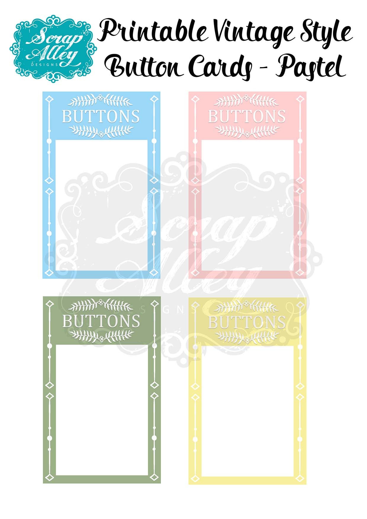 Vintage Style Button Cards Pastel Color Edition Digital Download - Etsy