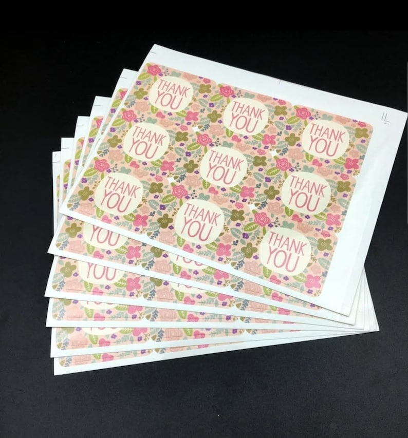 Thank You Rectangle Floral Stickers Total of 18 - Etsy