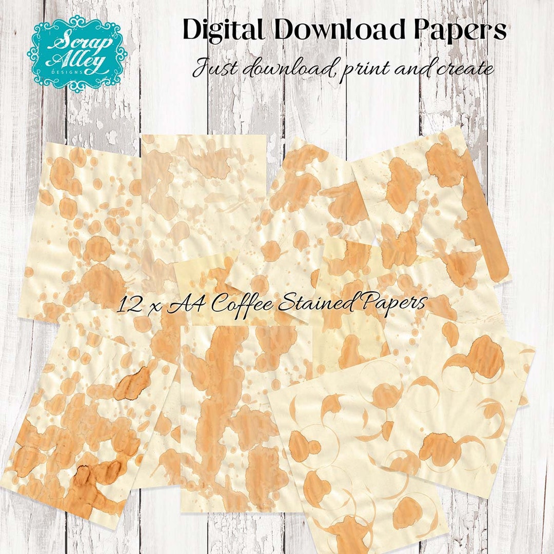 Printable A4 Coffee Stained Paper - Art Journaling - Textures - Digital ...