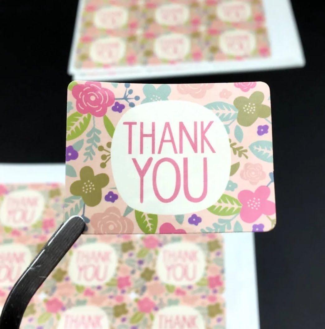 Thank You Rectangle Floral Stickers Total of 18 - Etsy