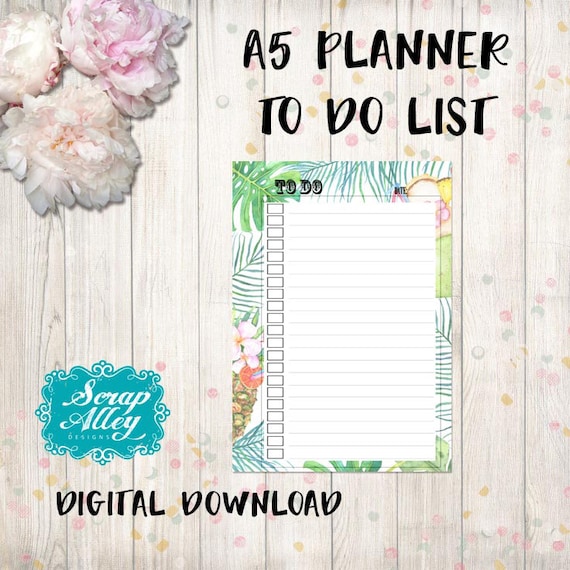 Planner To Do Checklist DIGITAL DOWNLOAD A5 Tropical | Etsy