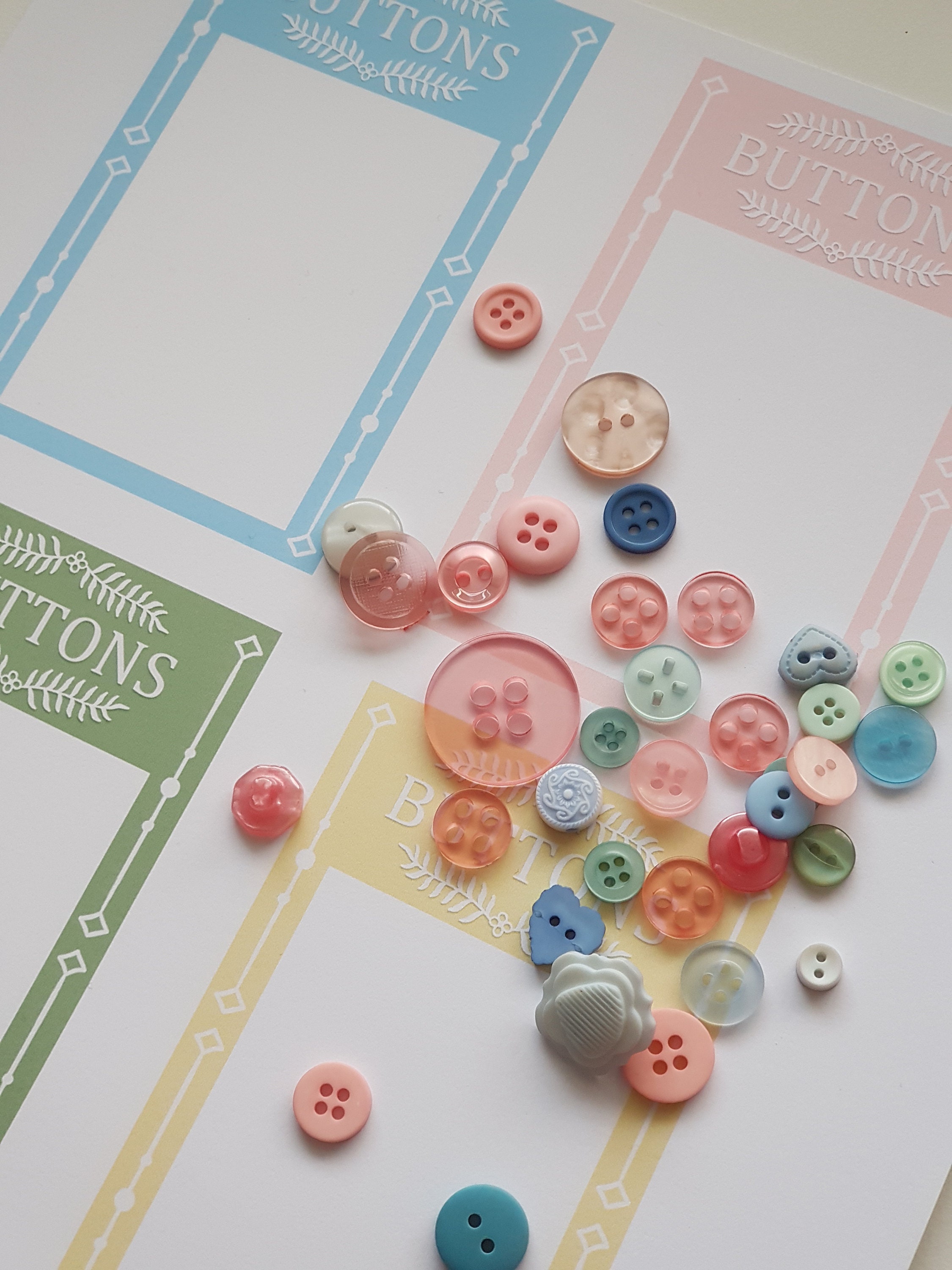 Vintage Style Button Cards - Pastel Color Edition - Digital Download - Etsy