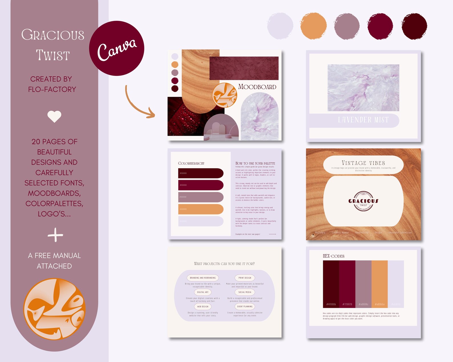 Branding Kit: Gracious Twist L Fully Editable Canva Template L Warm and ...