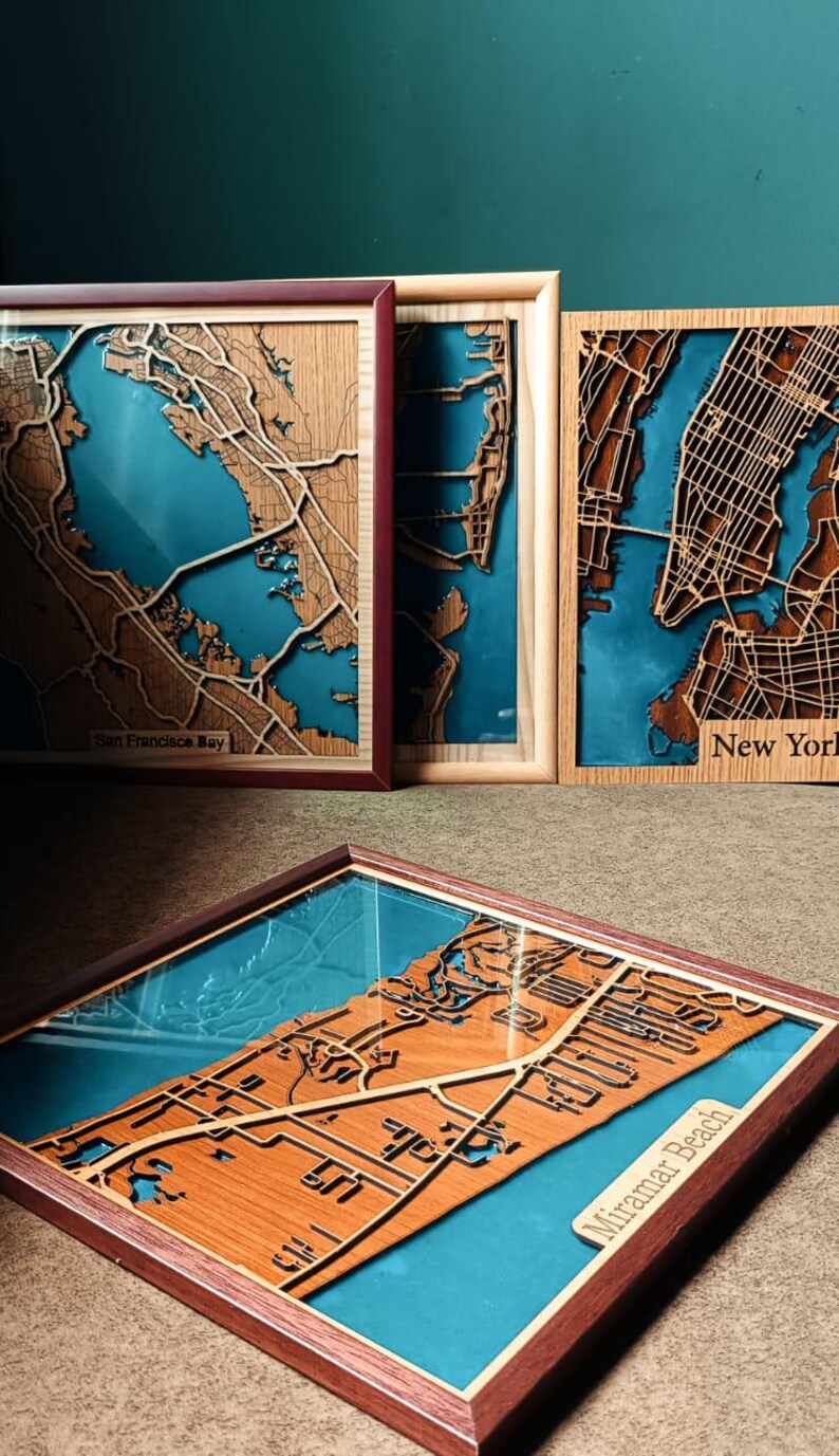 5th Anniversary Gift Wooden Map of Any City in the World.woodcut Map ...