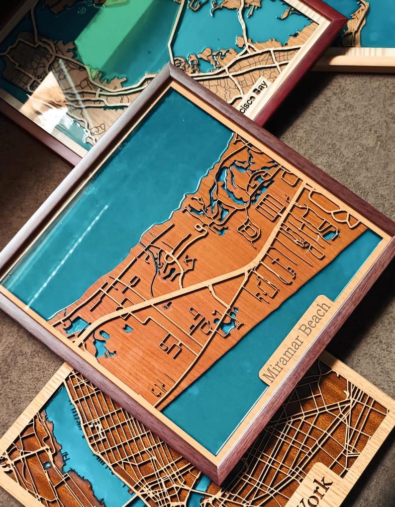 5th Anniversary Gift Wooden Map of Any City in the World.woodcut Map ...