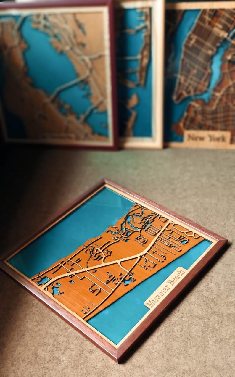 5th Anniversary Gift Wooden Map of Any City in the World.woodcut Map ...