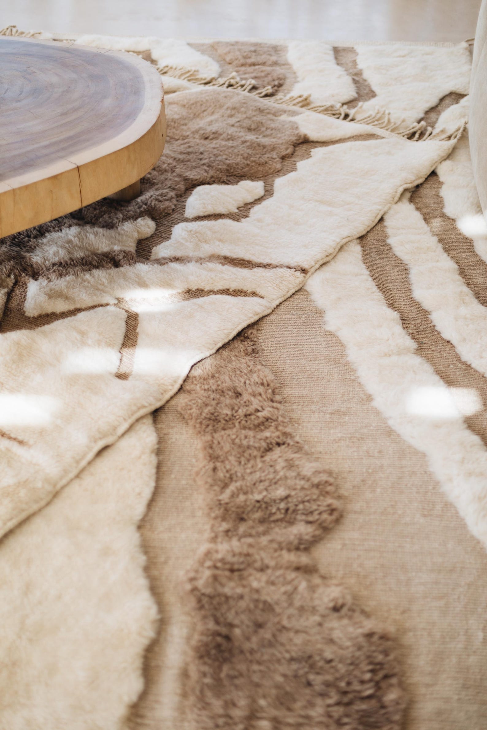 Mrirt Inlaid Rug With Streams in Greige and Ecru Gradients - Etsy