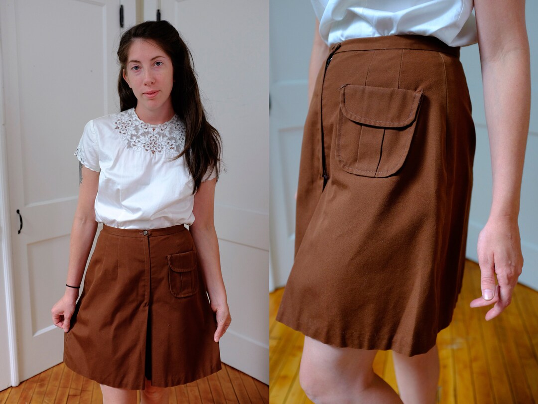 60's 70's Brown High Waisted Pleated Skort/smallmed - Etsy
