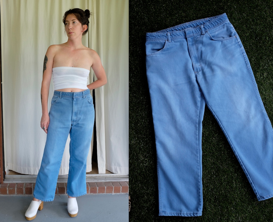 70's 80's Light Wash Wranglers Vintage Worn in Denim Pants Size 34 ...