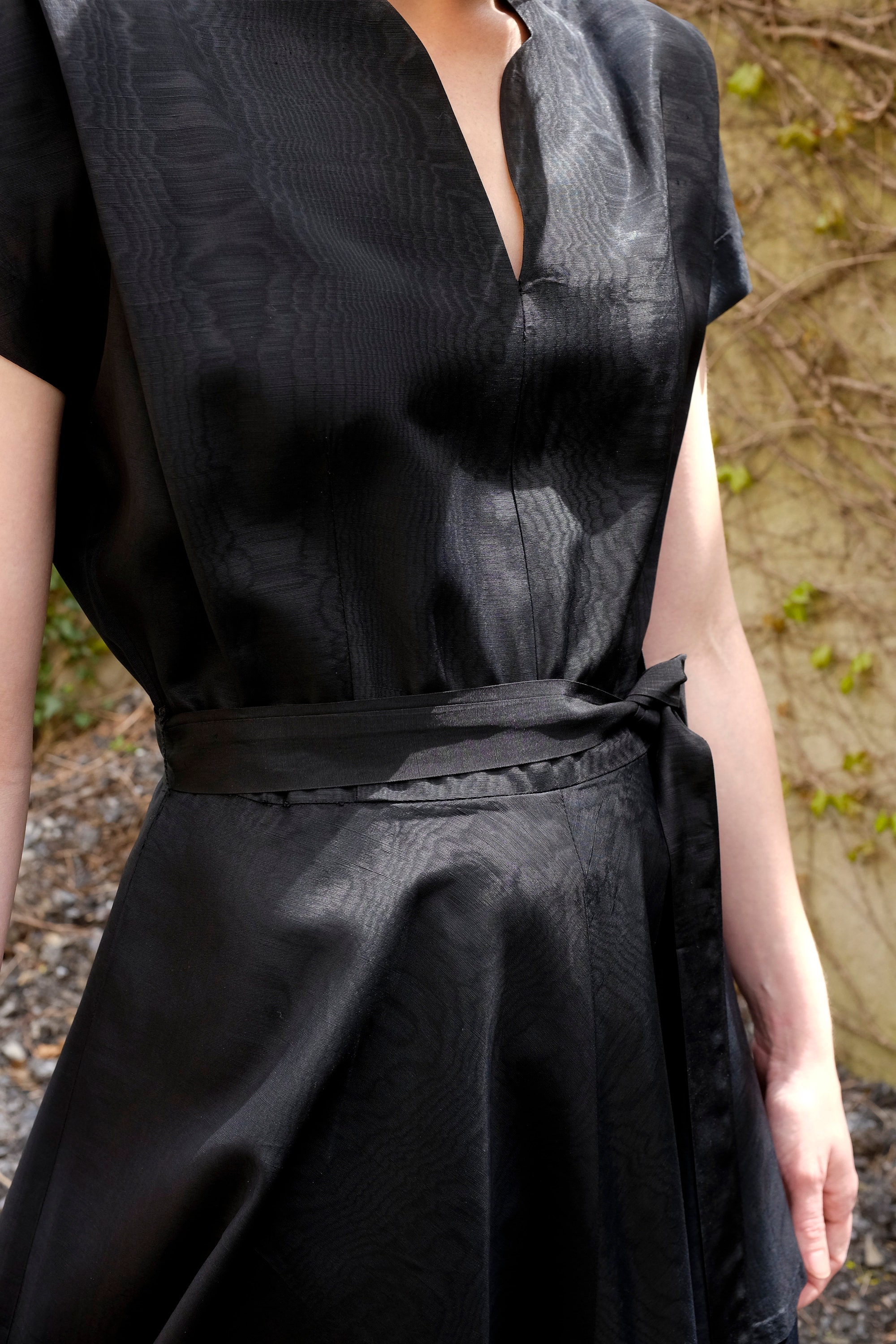 40's Black Peplum Moiré Dress/small/medium | Etsy