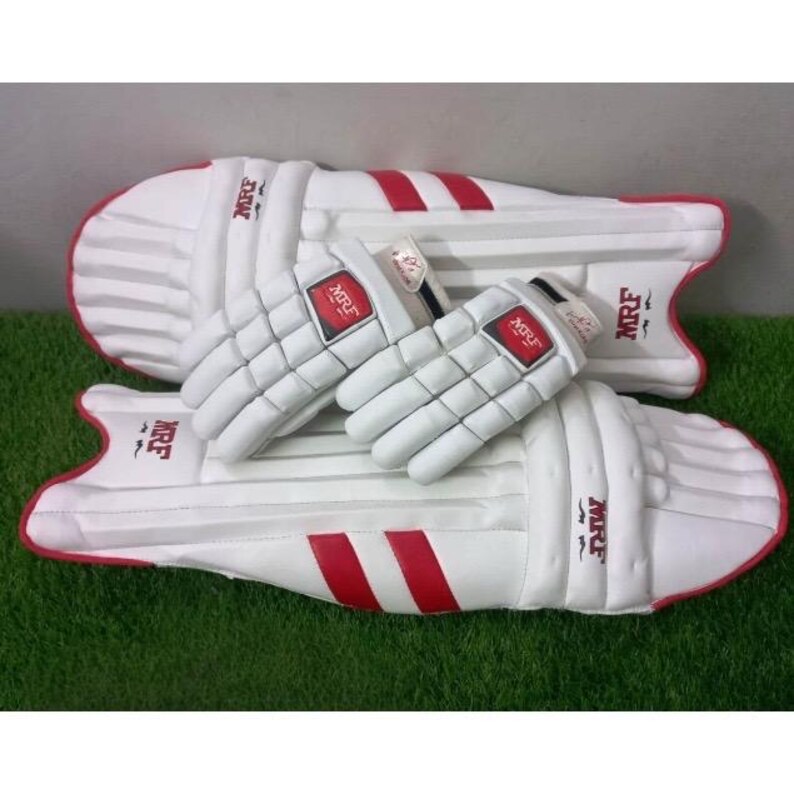 English Willow Cricket Bat Full MRF Kit With Hard Leather Cricket Ball ...