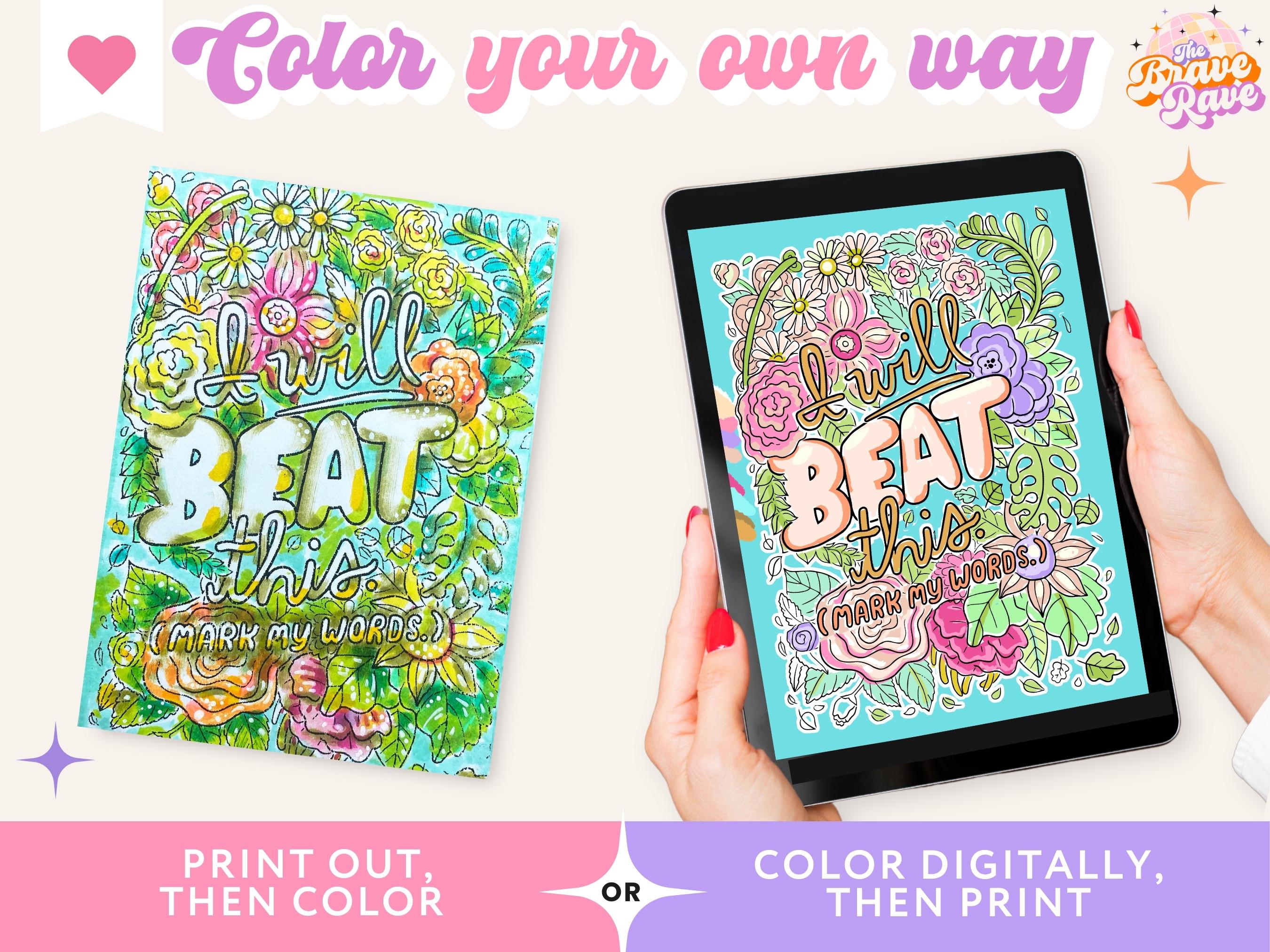 Cancer Coloring Printable | Cancer Affirmation Cards | Cancer Care ...