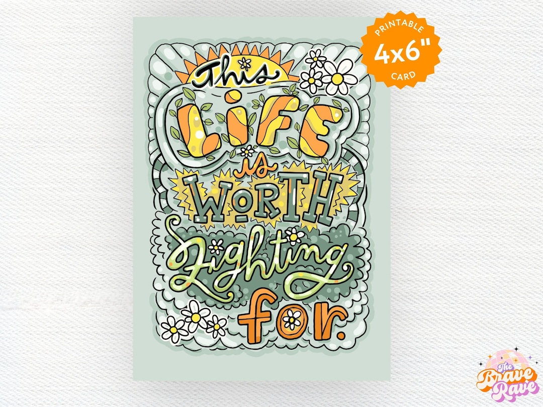Life is Worth Fighting for PDF Greeting Card for Mental Health and ...