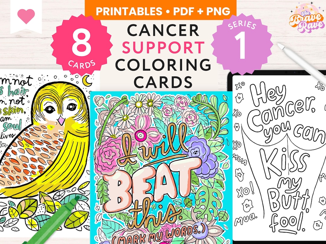 Cancer Coloring Printable | Cancer Affirmation Cards | Cancer Care ...