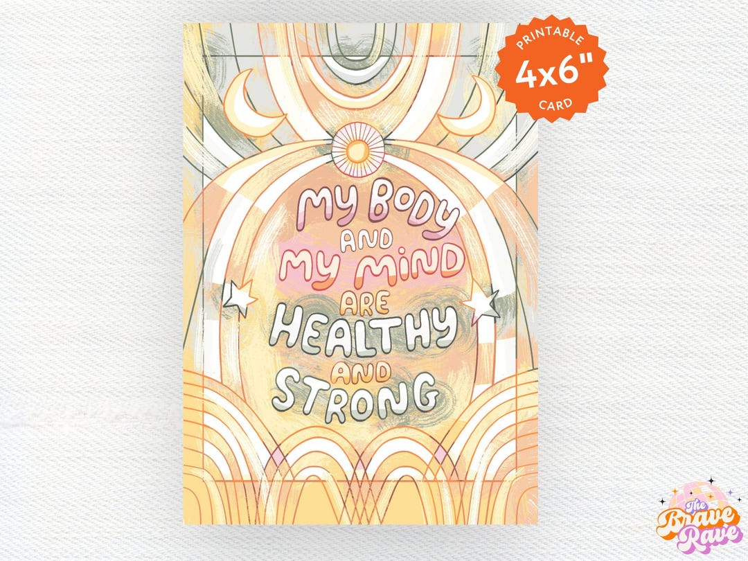 My Body and Mind Are Healthy and Strong 4x6 Card PDF JPG Download for ...