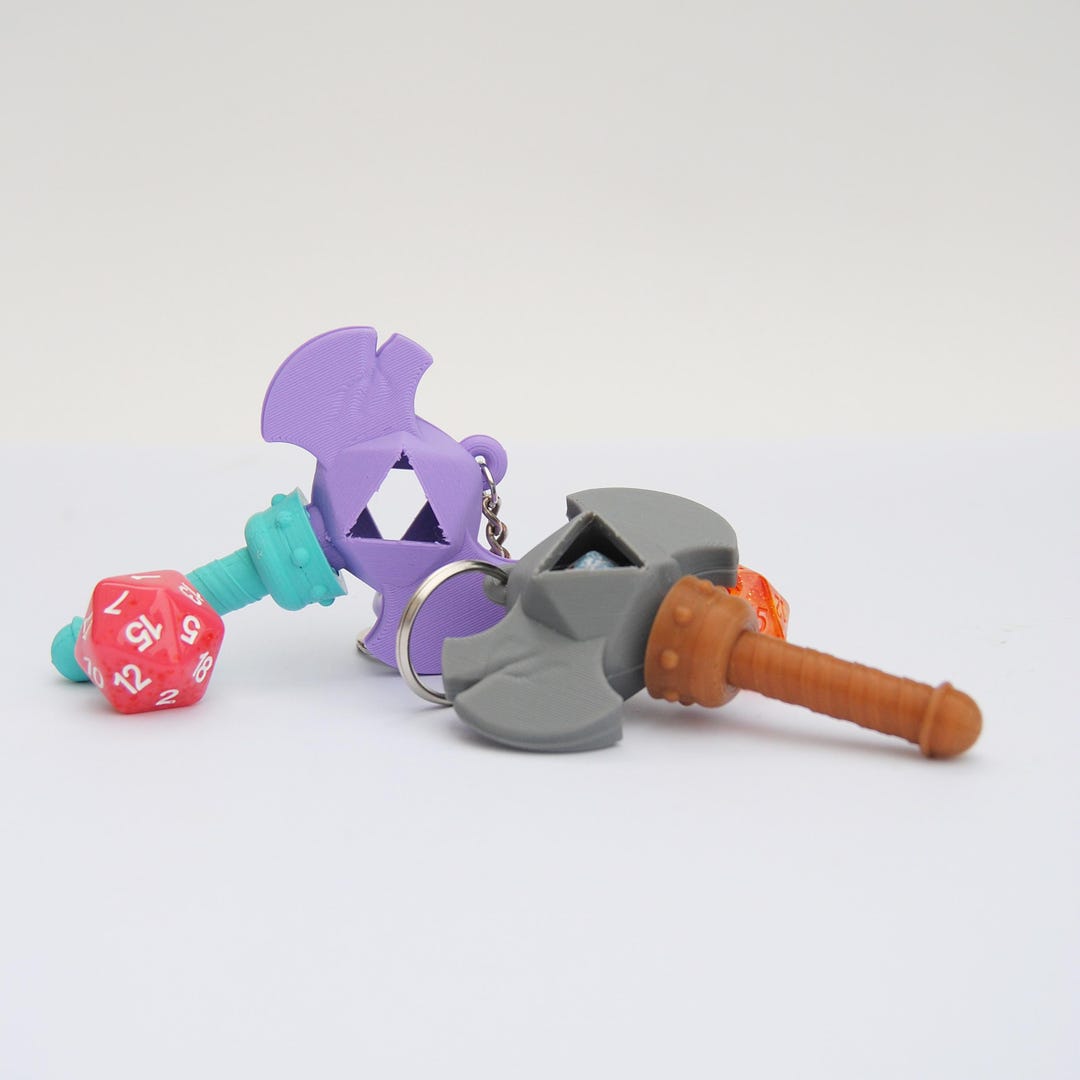 Weapons of Minor Destruction Keychains - Axe D20 Holder (included) - Etsy