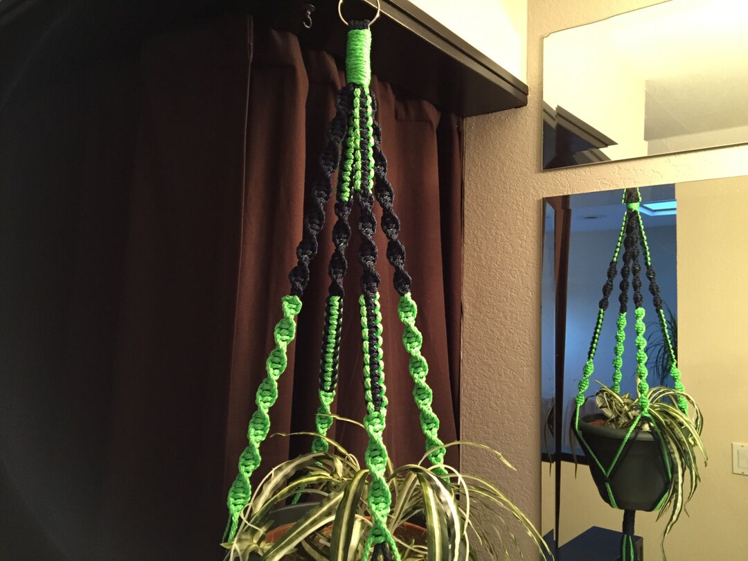 Macrame Plant Hanger Green Navy Seattle SEAHAWKS Colors FOOTBALL 12th ...