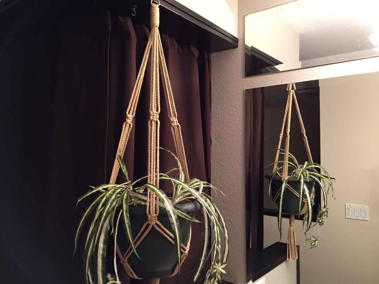X-tra Long Macrame Plant Hanger 60" to 90" Long Made in USA Black or ...