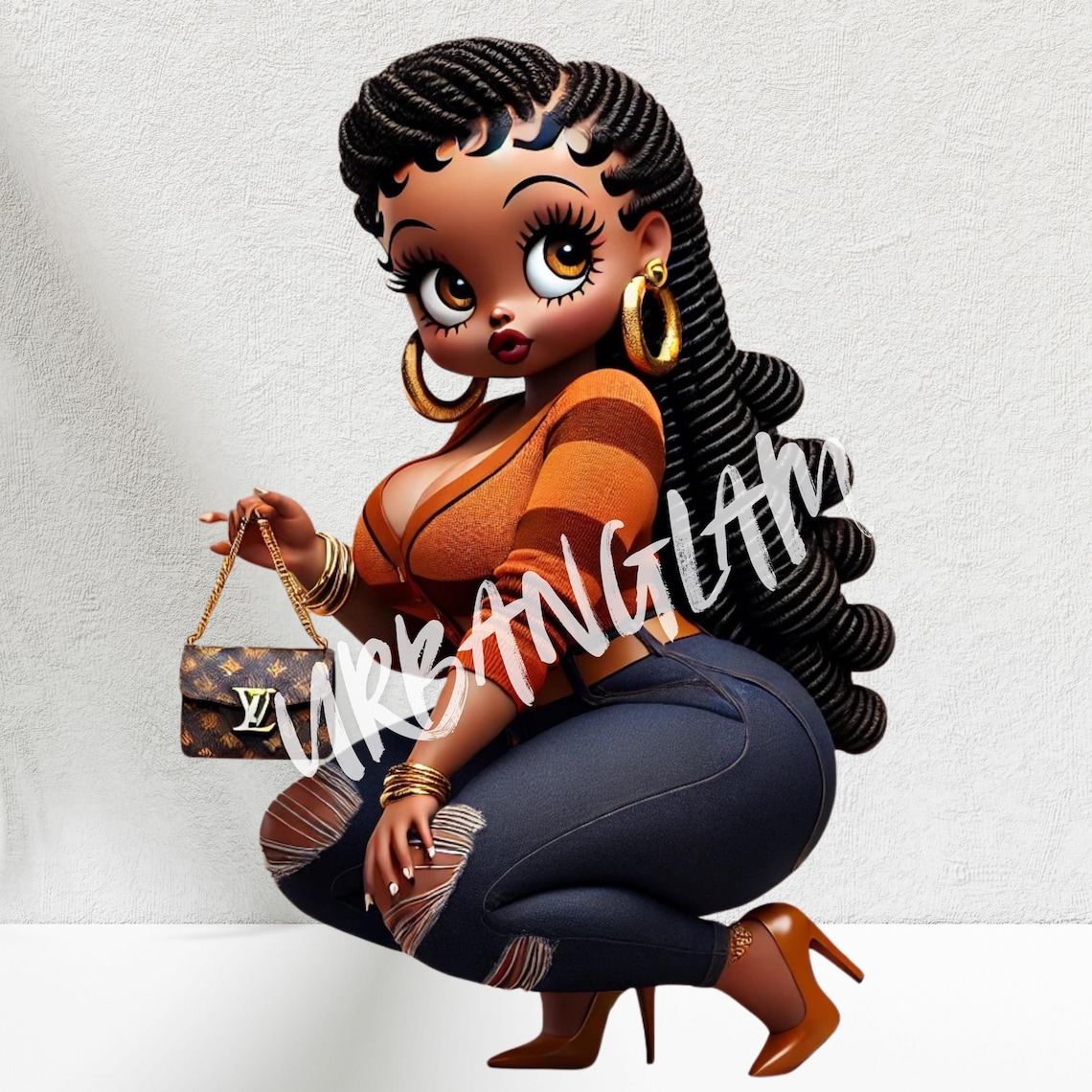 Fall Fashion Art Print – Curvy African-american Woman With Betty Boop ...