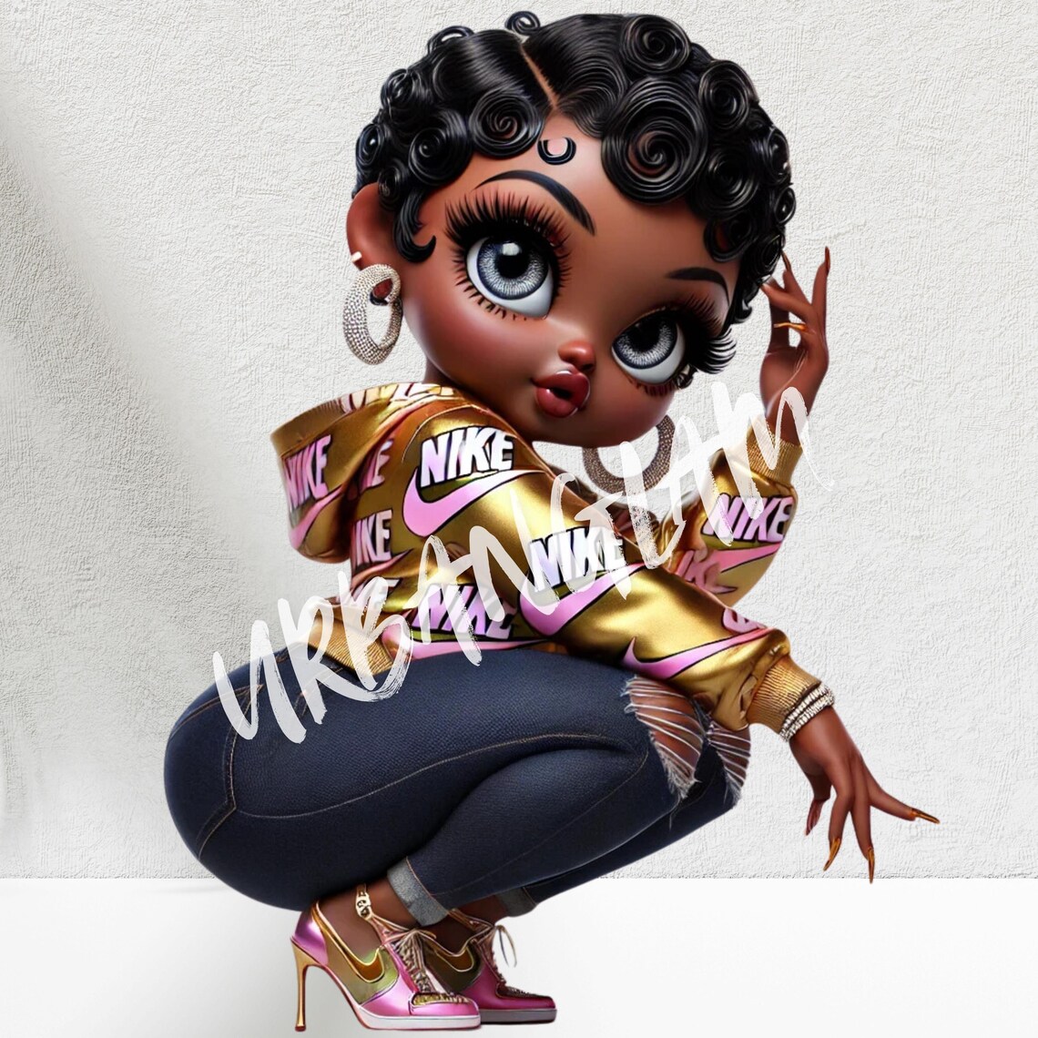 Pretty Gold & Pink Boop, DTF, PNG, Sublimation, Digital Art - Etsy