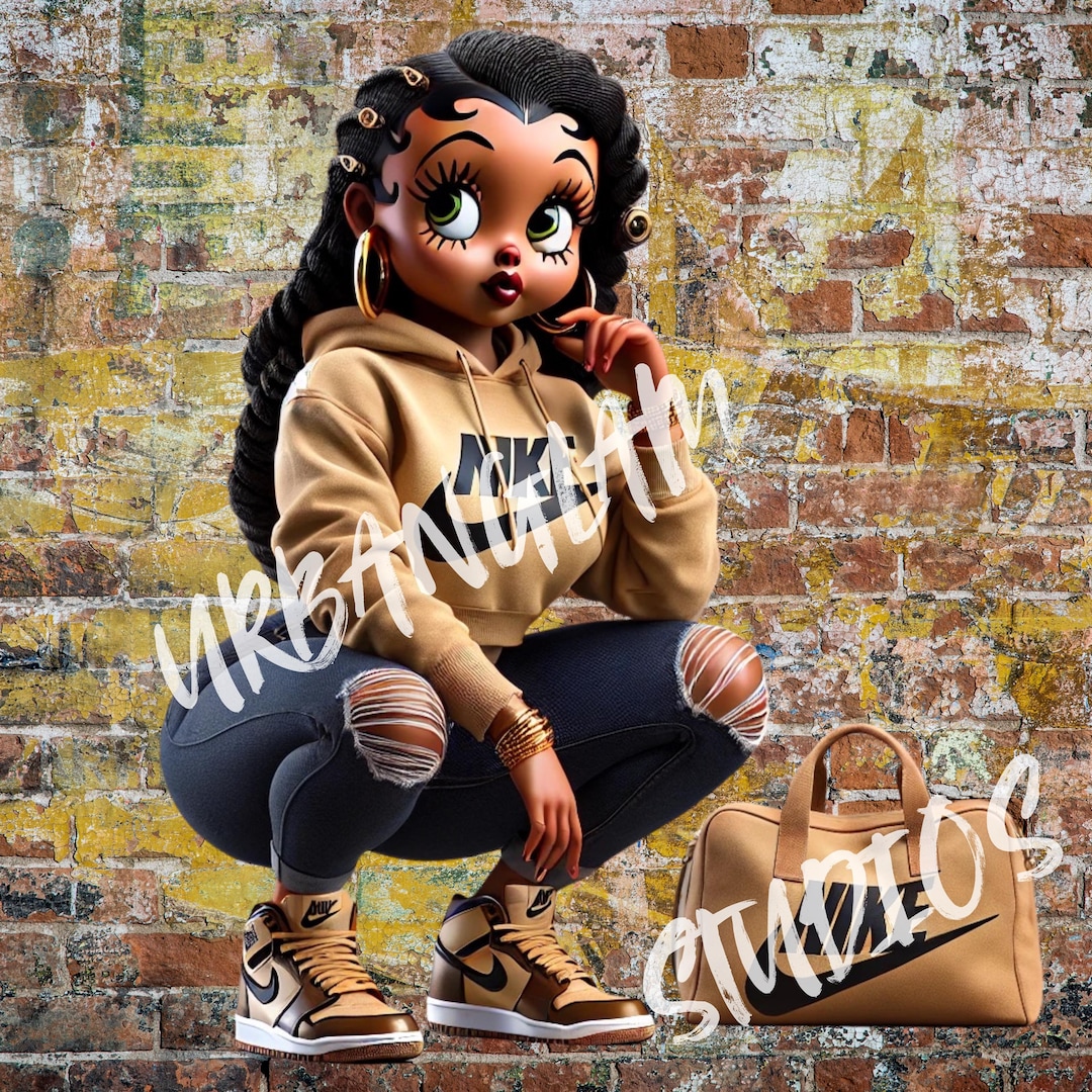 Pretty Boop, Tan Hoodie, Bag, and Sneakers, PNG, DTF, Sublimation - Etsy