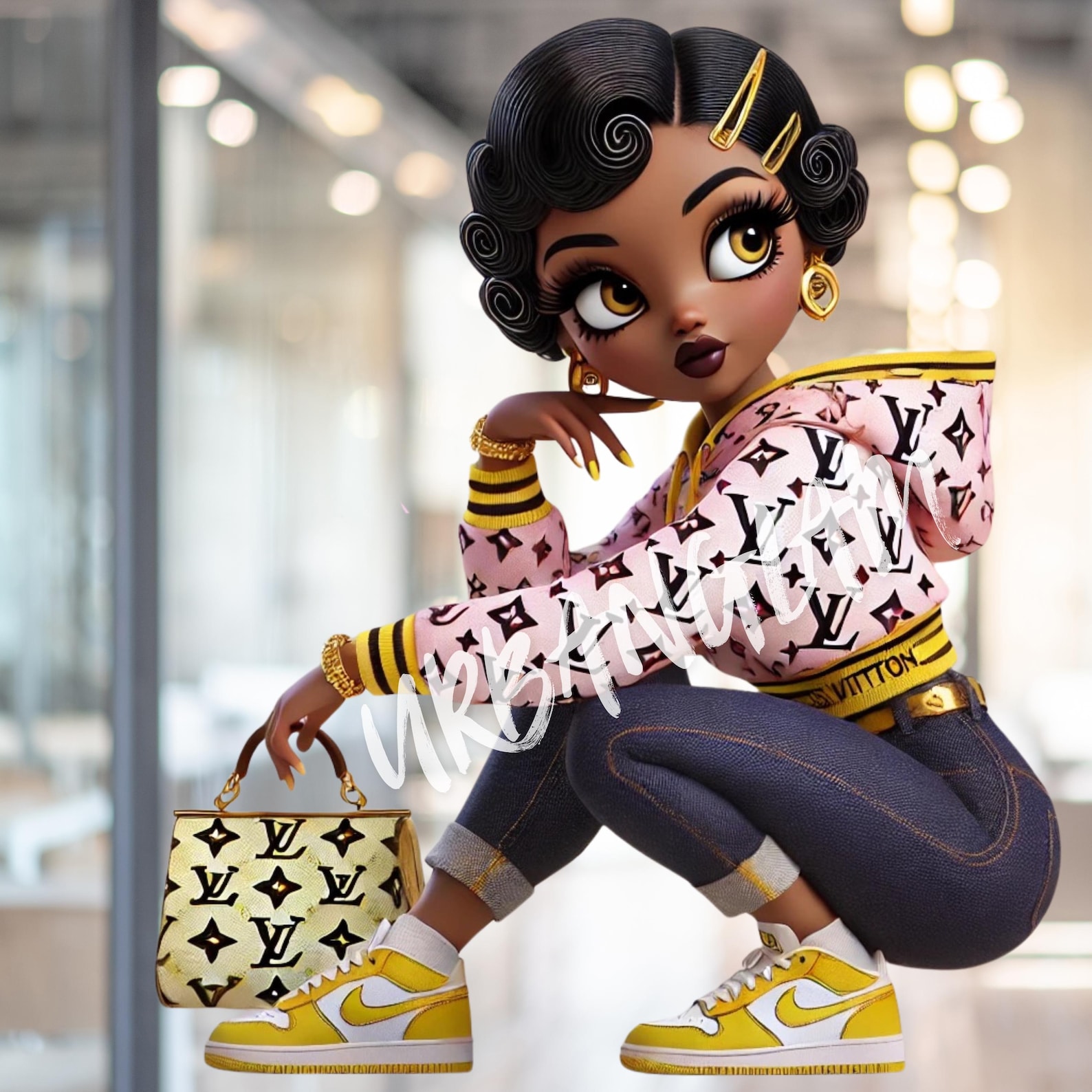 Pretty Boop, Pink 7 Yellow Cropped Hoodie - Etsy