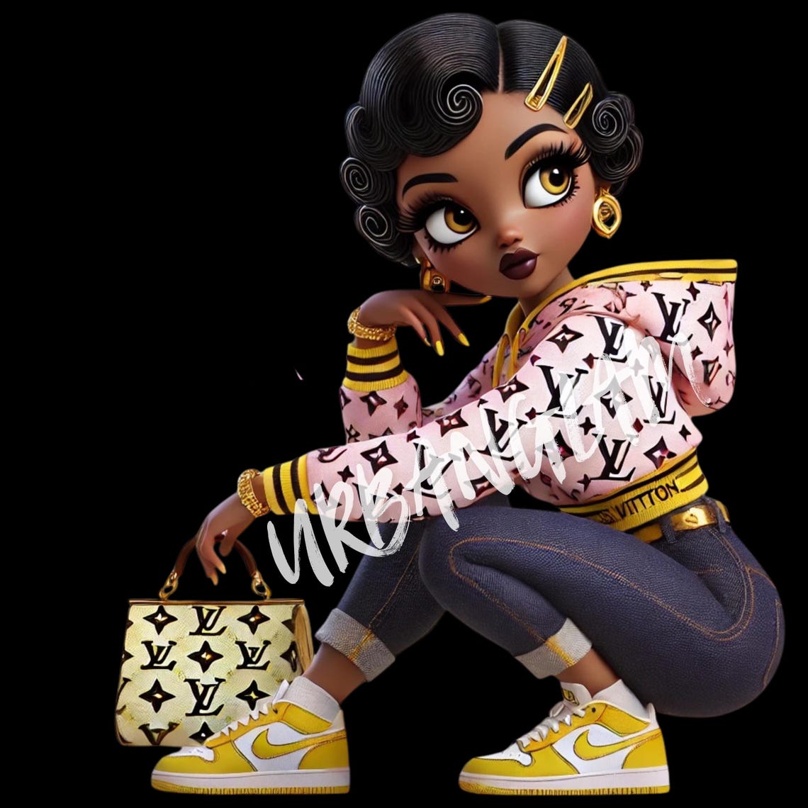 Pretty Boop, Pink 7 Yellow Cropped Hoodie - Etsy