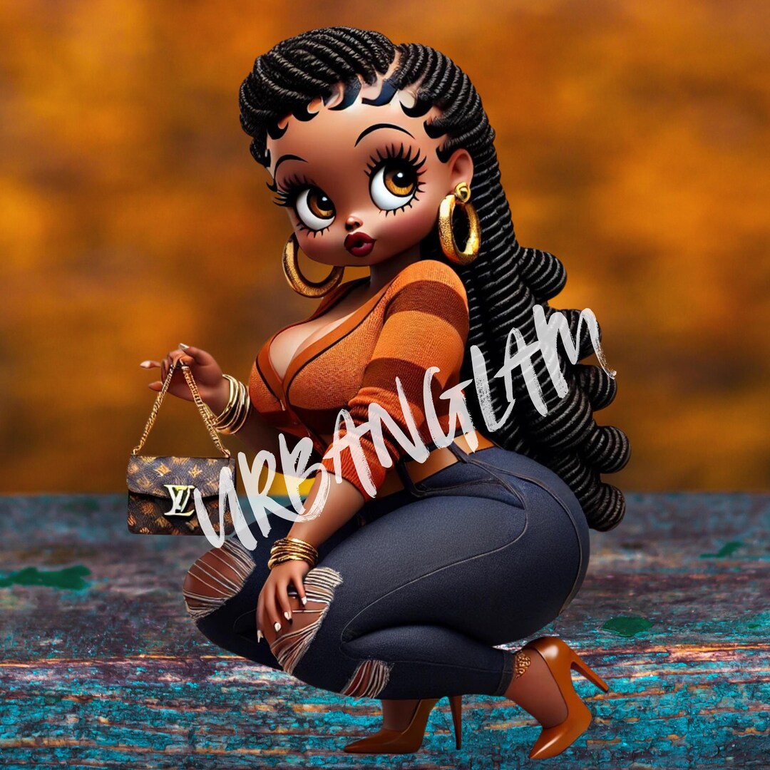 Fall Fashion Art Print – Curvy African-american Woman With Betty Boop ...