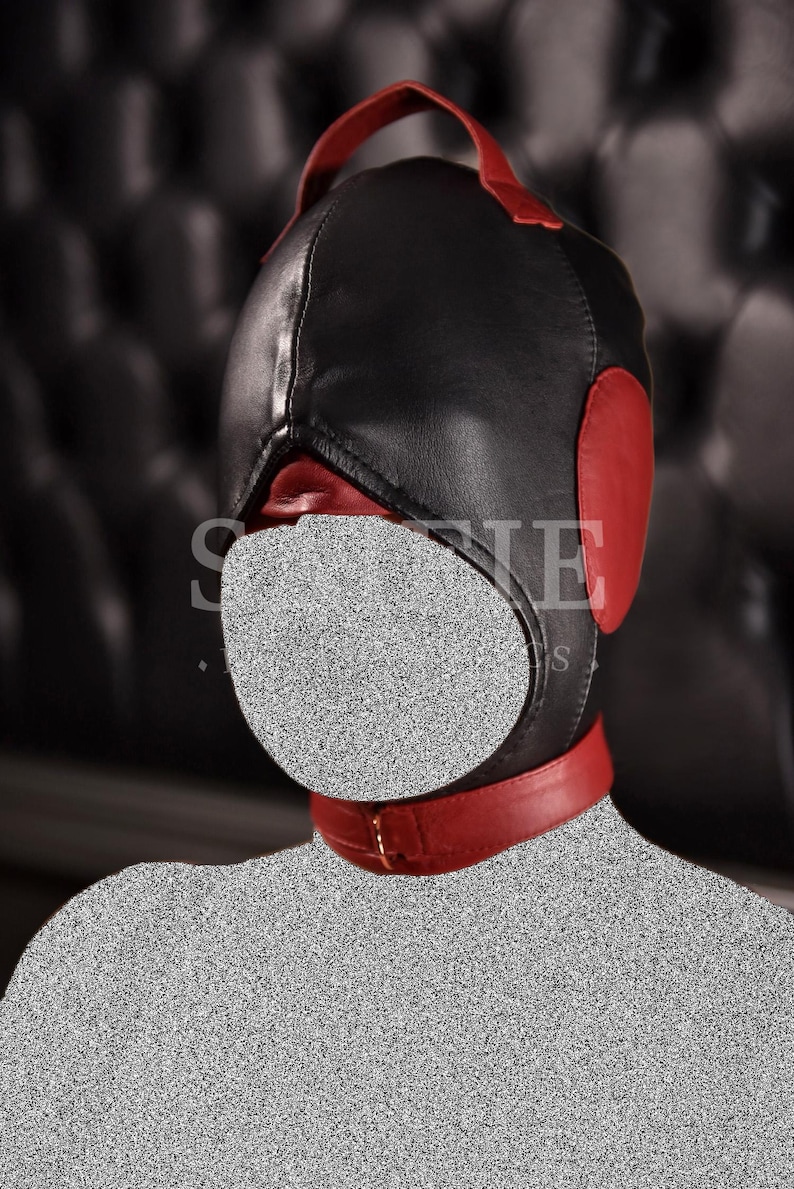 Mature Open Leather Hood Lockable Neck Collar D-ring Leather Accessory ...