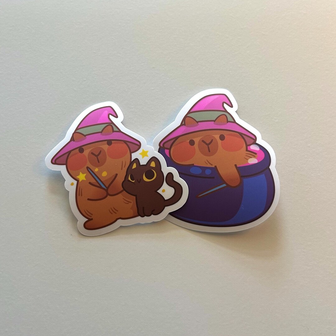 Wizard Capybara Stickers, Cute Kawaii Capybara Sticker, Halloween ...