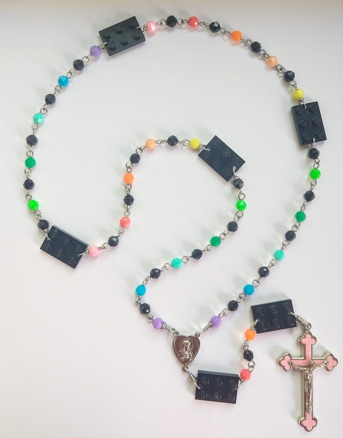 Building Block Rosary Black Rainbow - Etsy