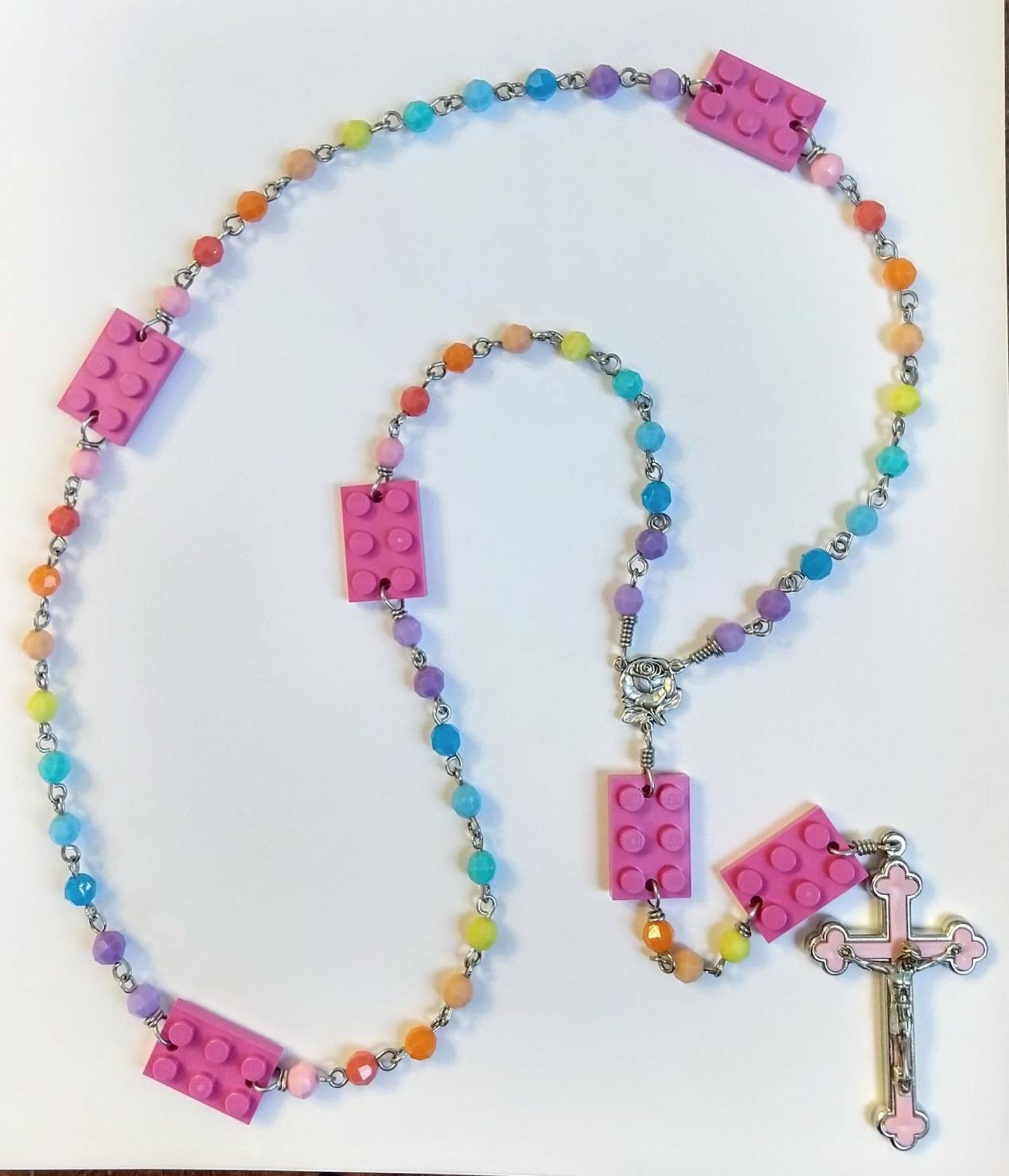 Building Block Rosary Pink - Etsy