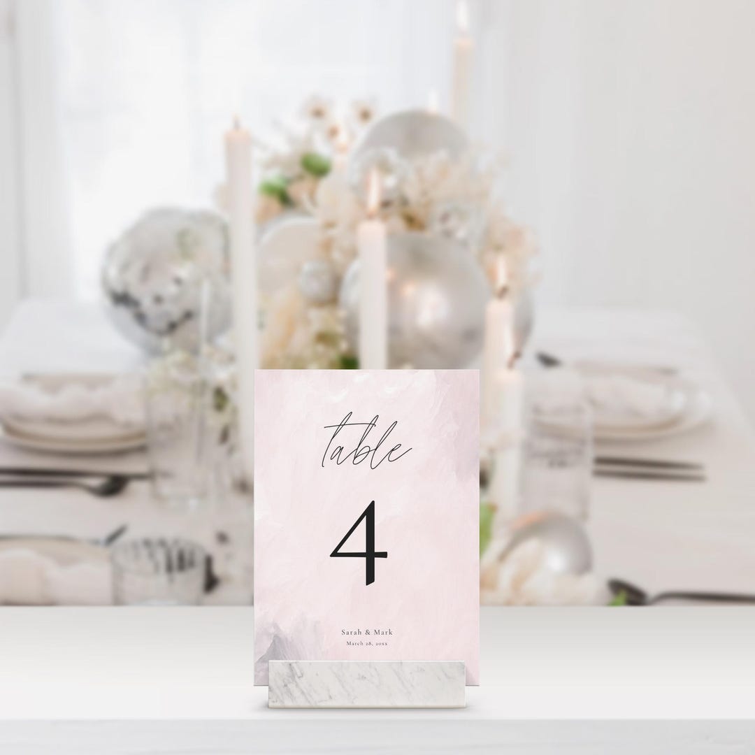 Blush Pink Wedding Table Number Sign, Neutral 5x7 Editable Canva ...