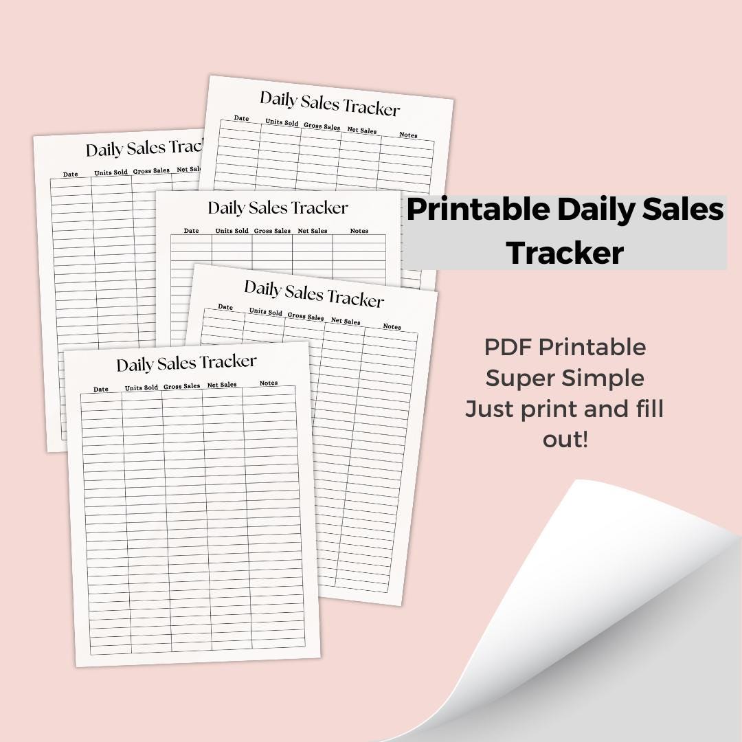 Printable Daily Sales Tracker PDF, Simple Retail Sales Log Sheet, Small ...