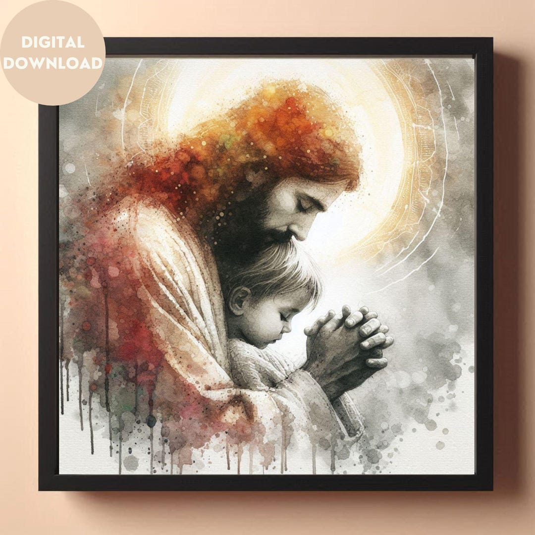 Jesus in Prayer Watercolor Art | Printable Jesus Artwork | Christian ...
