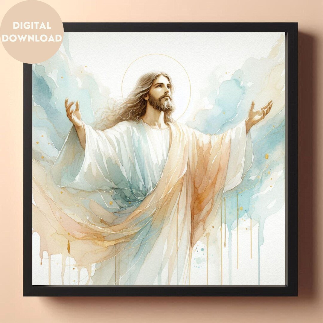 Jesus Watercolor Art Printable Jesus Artwork Christian Wall Art Jesus ...