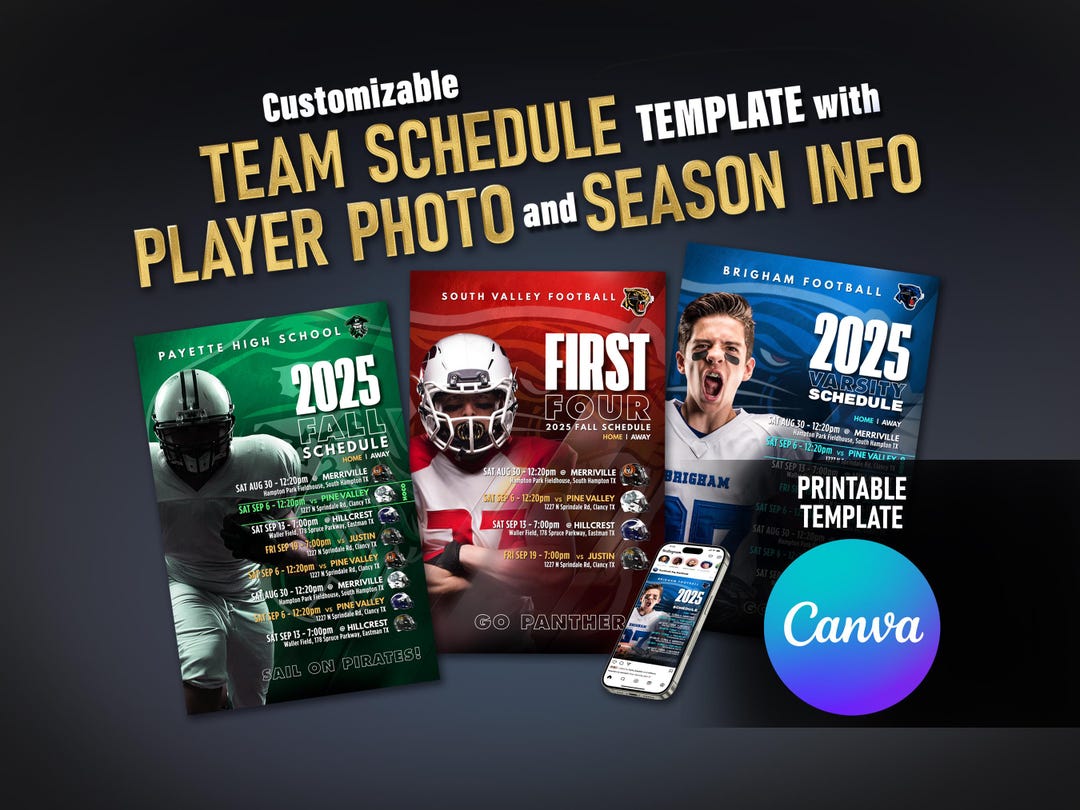 Customizable Season Schedule Template: Canva Editable Schedule Notice ...