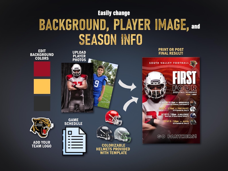 Customizable Season Schedule Template: Canva Editable Schedule Notice ...