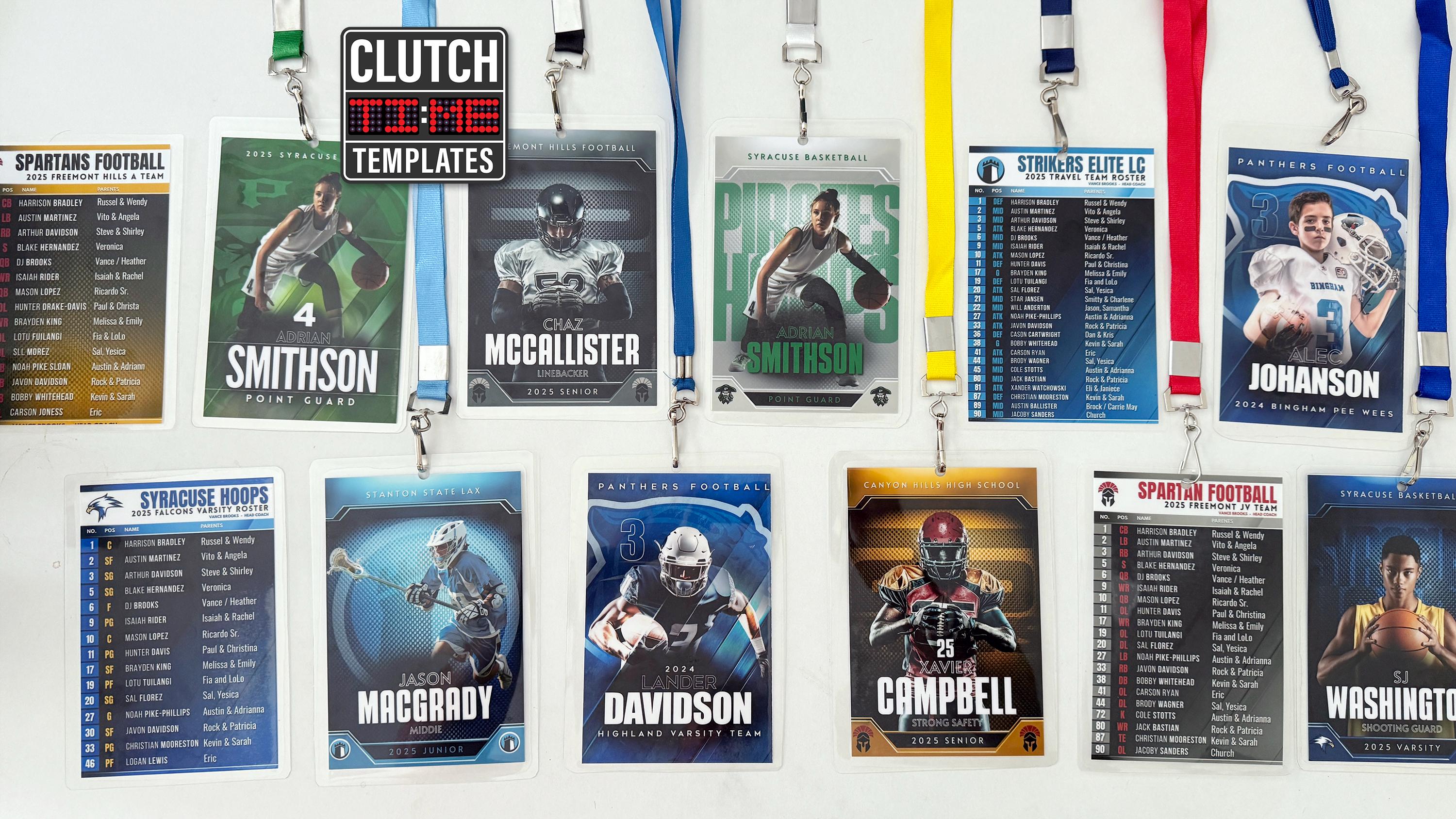 Printable Team Lanyard Template: Photo Player Roster Card (canva ...